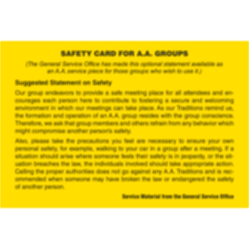 Safety Card | Capital District Central Office